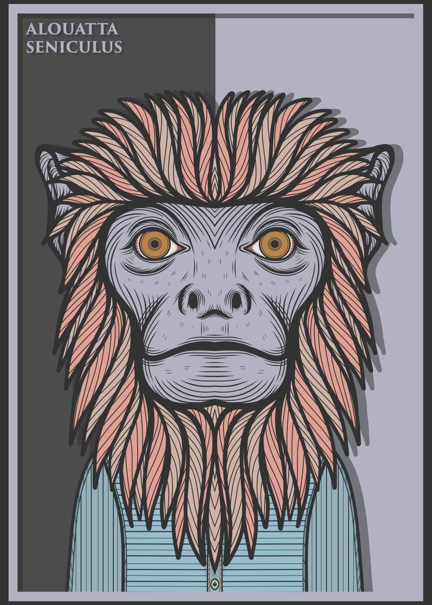 'Red Howler Monkey' Poster by Milhad Art | Displate