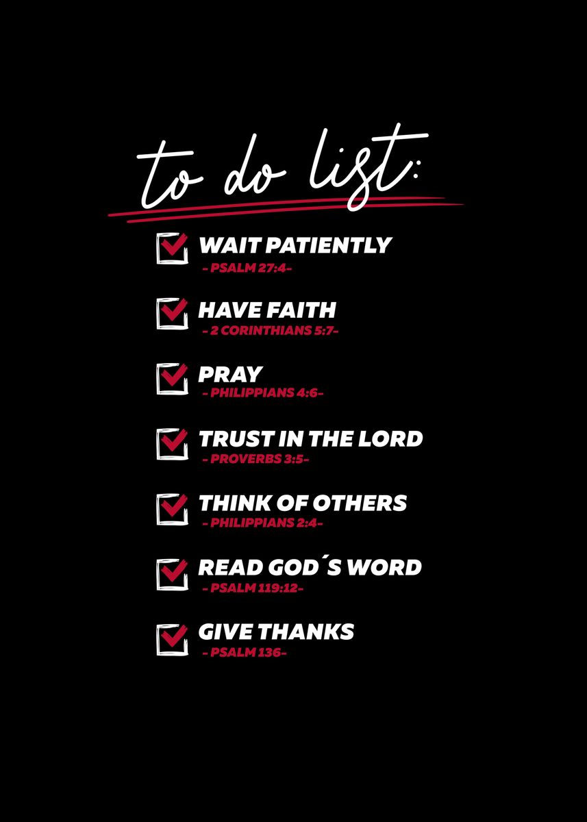'To Do List Christian' Poster, picture, metal print, paint by ...
