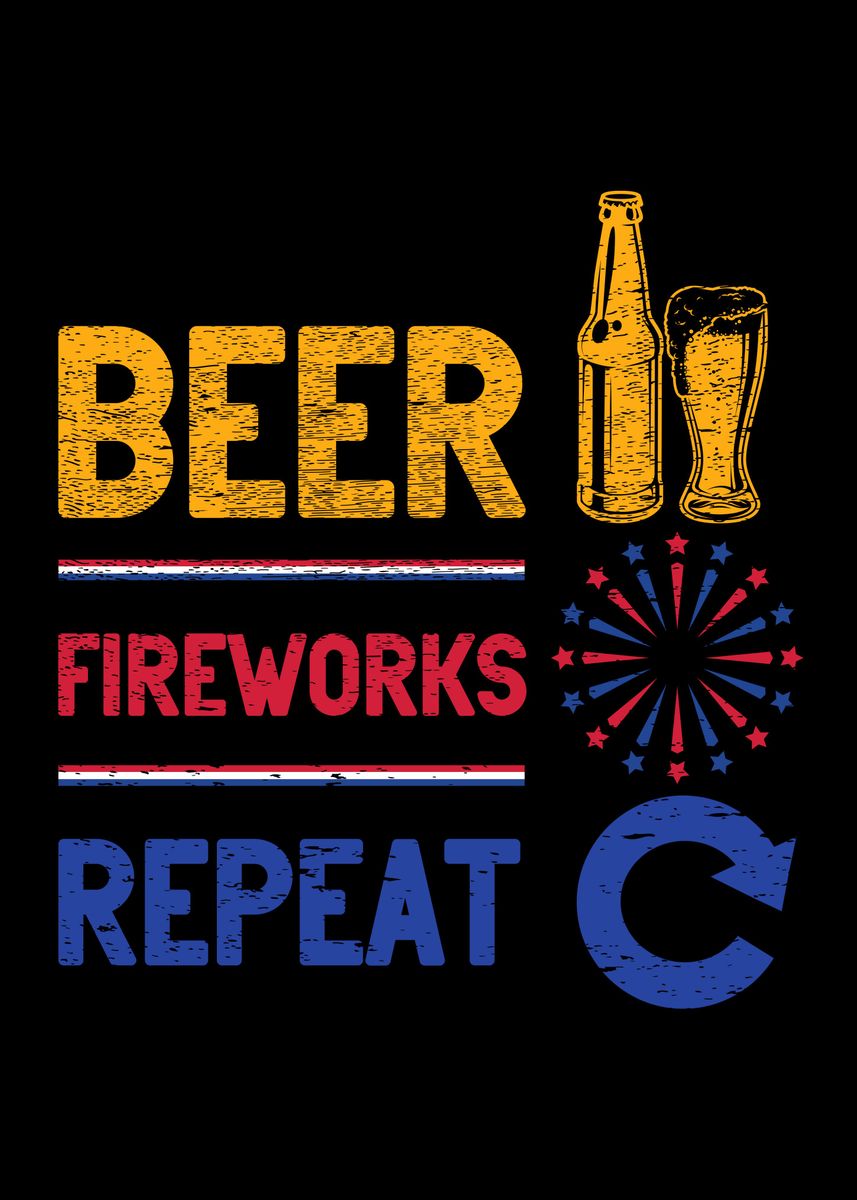 'Beer repeat' Poster, picture, metal print, paint by Van Zelman | Displate