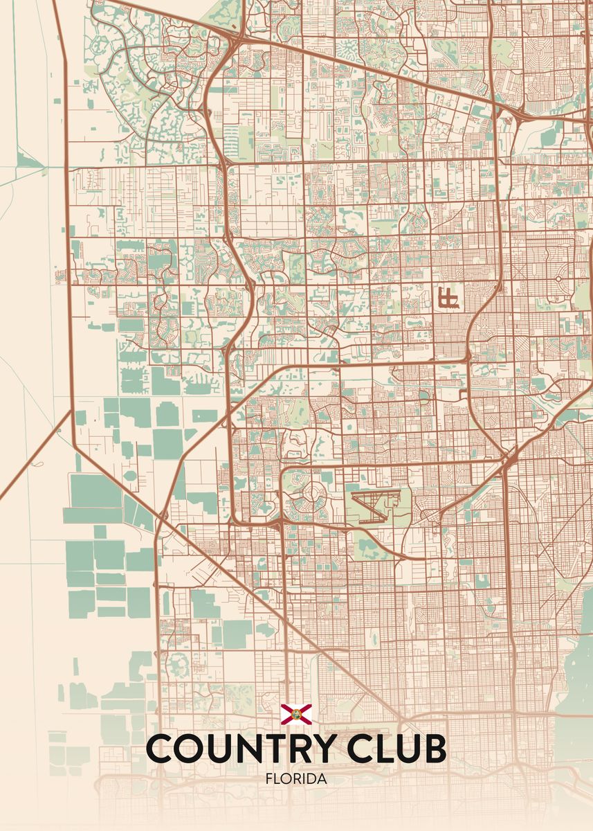 'Country Club FL' Poster, picture, metal print, paint by IMR Designs ...