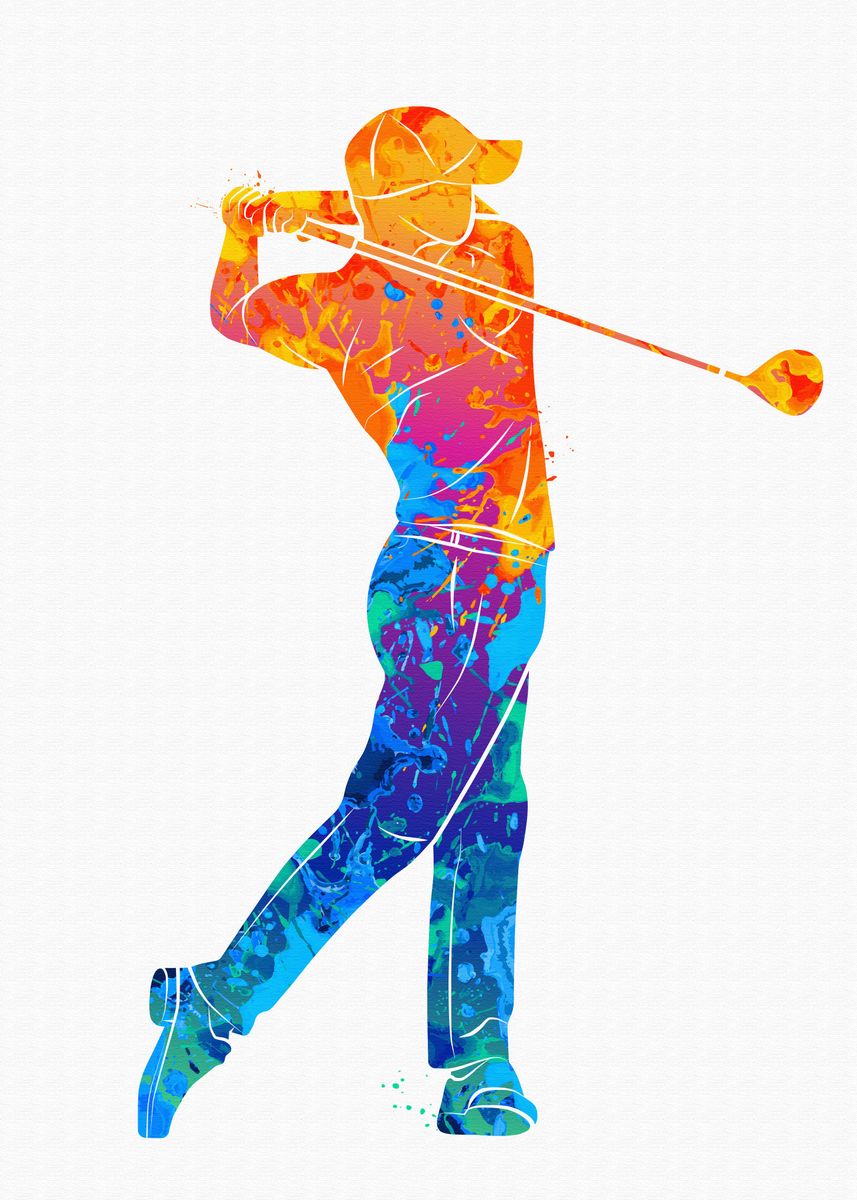 'Abstract golf player' Poster, picture, metal print, paint by Nguyen ...