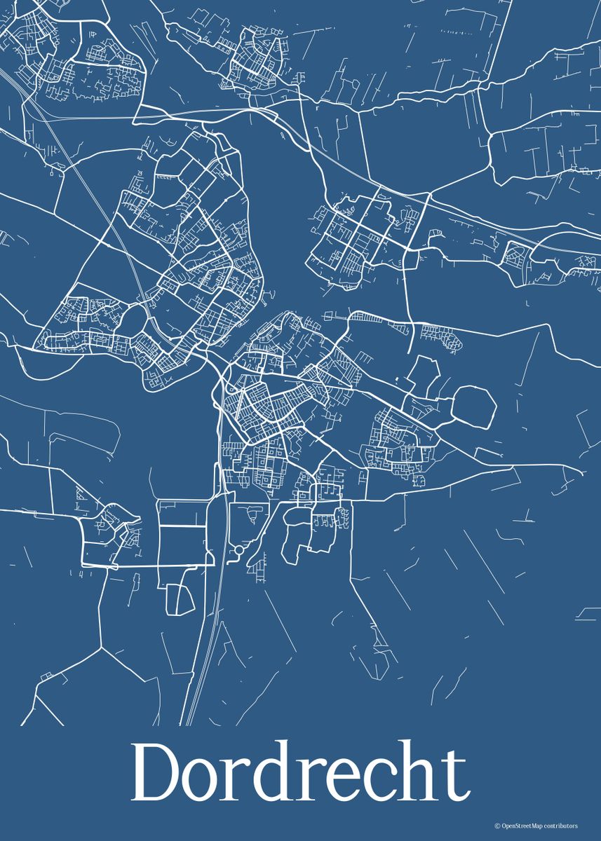 'Dordrecht Netherlands Blue' Poster by Mappingz | Displate