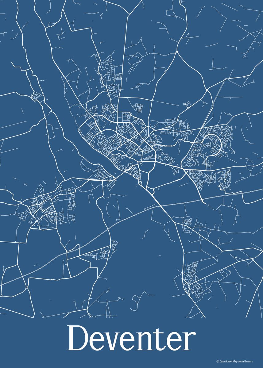 'Deventer Netherlands Blue' Poster by Mappingz | Displate