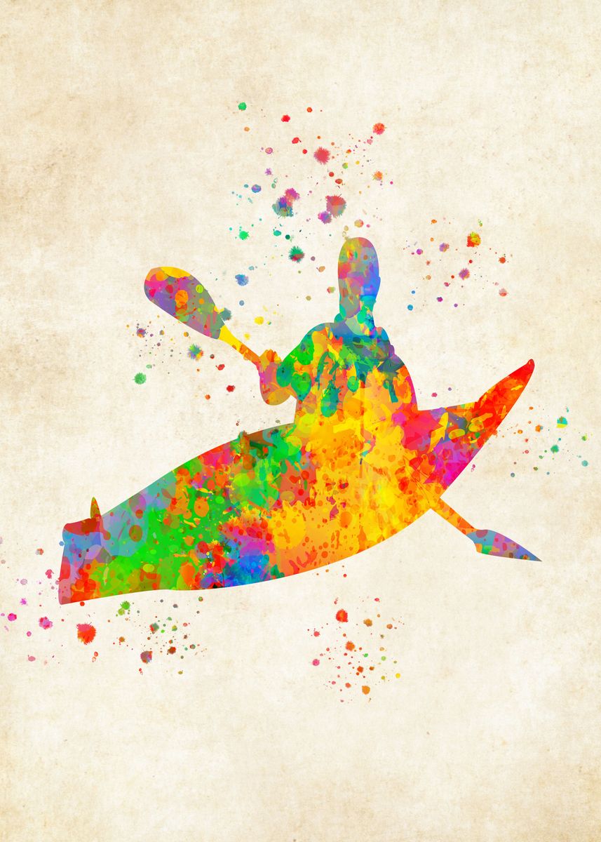'kayak watercolor' Poster, picture, metal print, paint by Ollie Reid ...