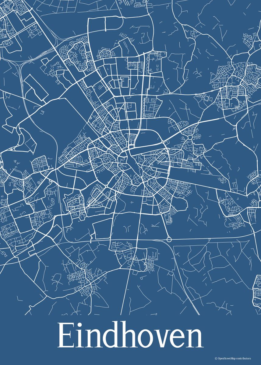 'Eindhoven Netherlands Blue' Poster by Mappingz | Displate