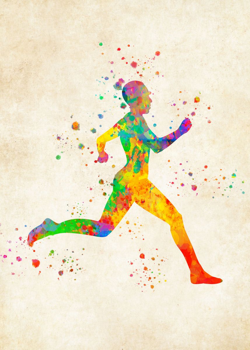 'Marathon watercolor' Poster, picture, metal print, paint by Ollie Reid ...