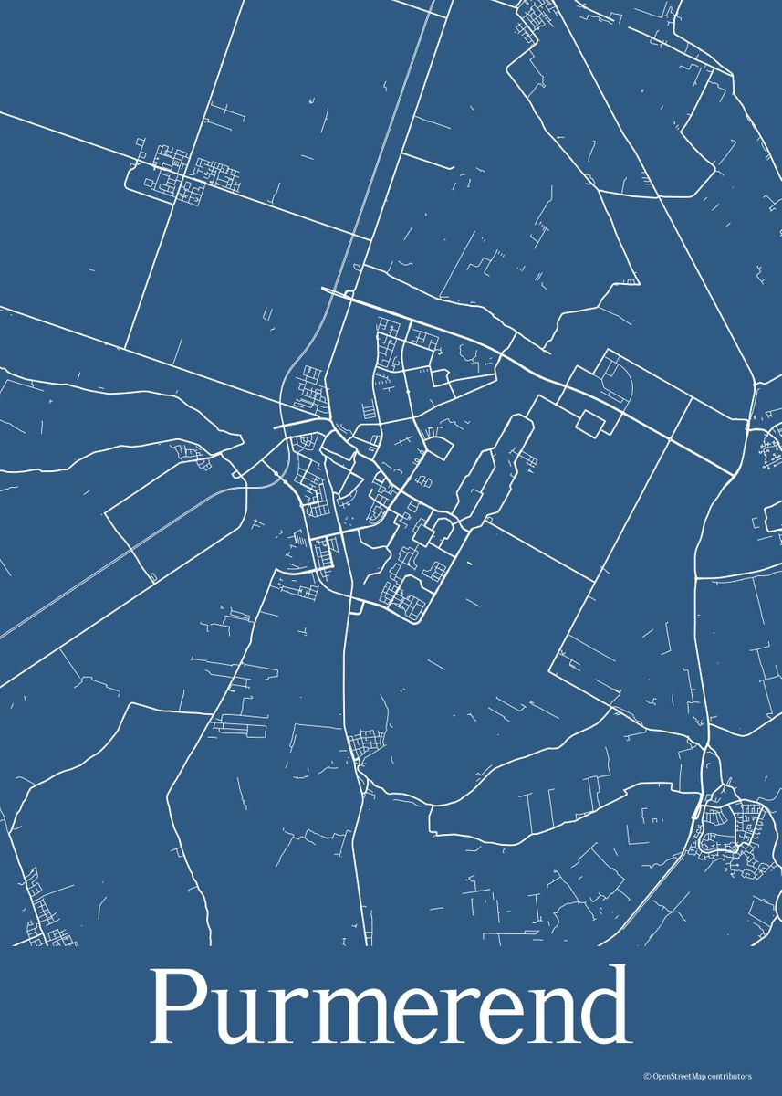 'Purmerend Blue Map' Poster, picture, metal print, paint by Mappingz ...