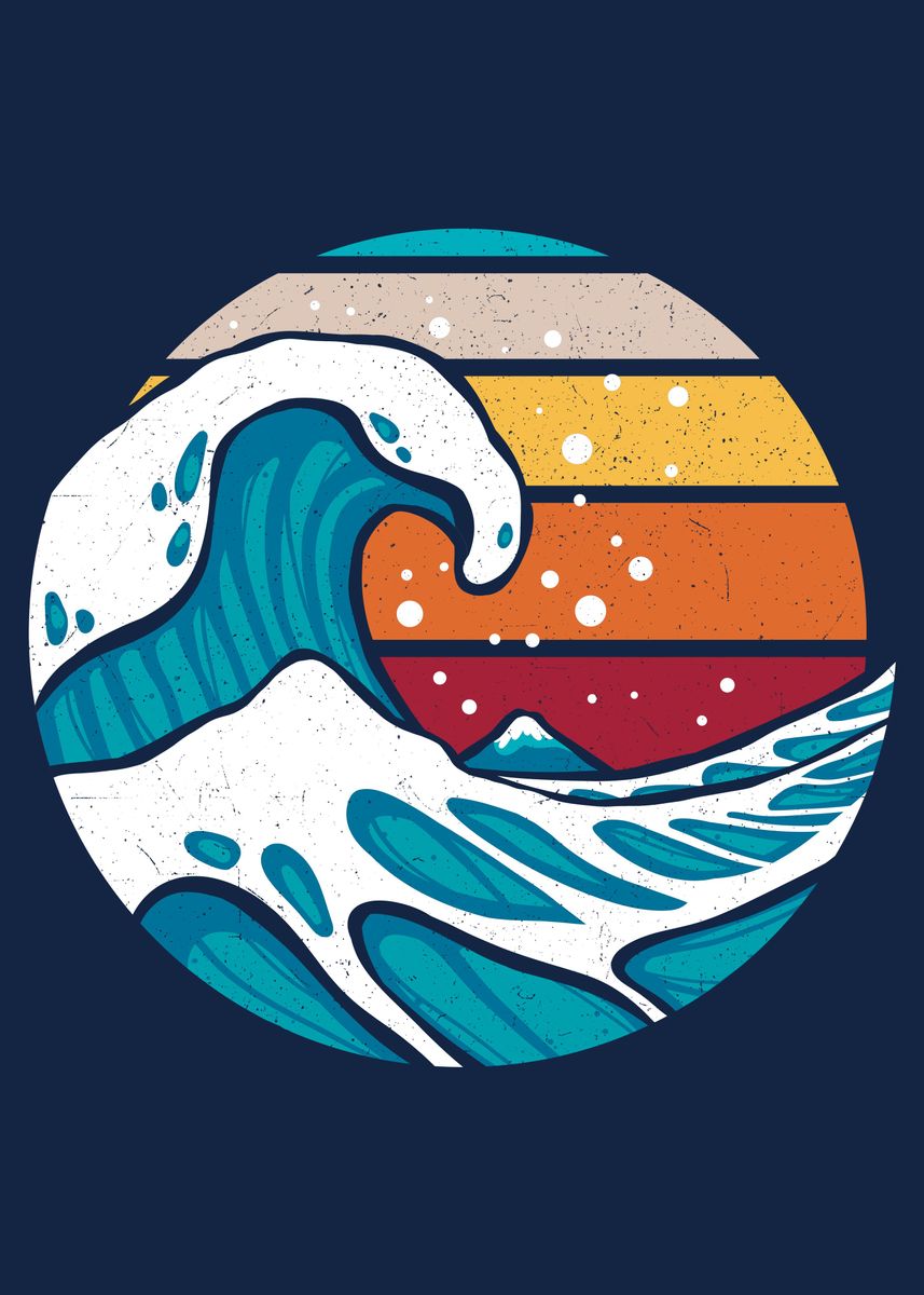 'Vintage Wave' Poster, picture, metal print, paint by Getsousa Graphics ...