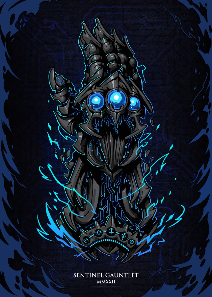 'Blue Sentinel Gauntlet' Poster, picture, metal print, paint by Zizaran ...