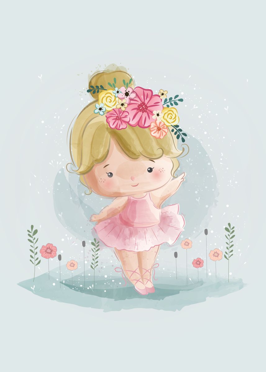 'Cute Little Ballerina' Poster, picture, metal print, paint by Faissal ...