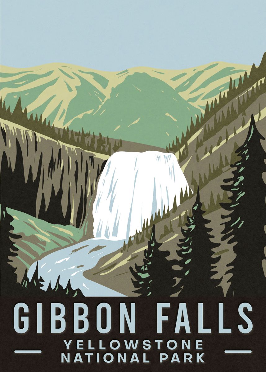 'Gibbon Falls' Poster, picture, metal print, paint by Jordan Holmes ...