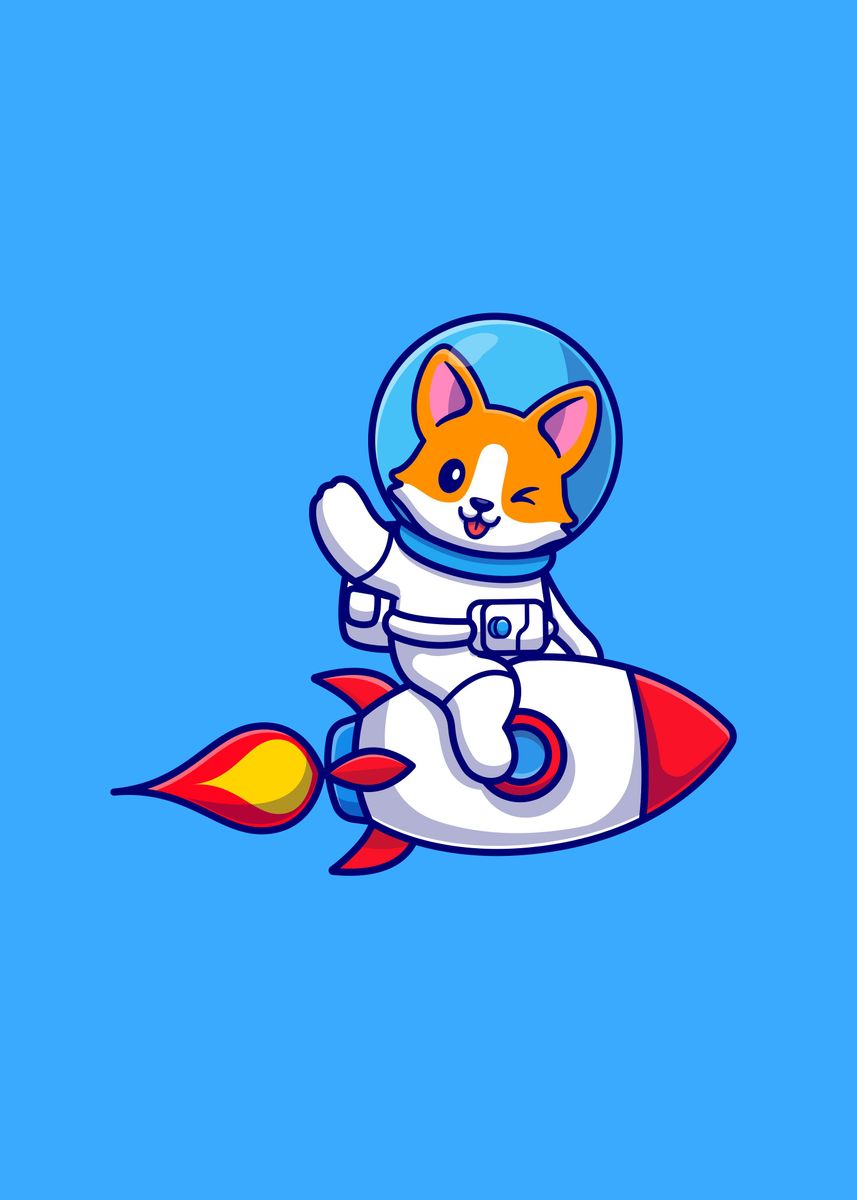 'corgi dog astronaut' Poster by Le Duc Hiep | Displate