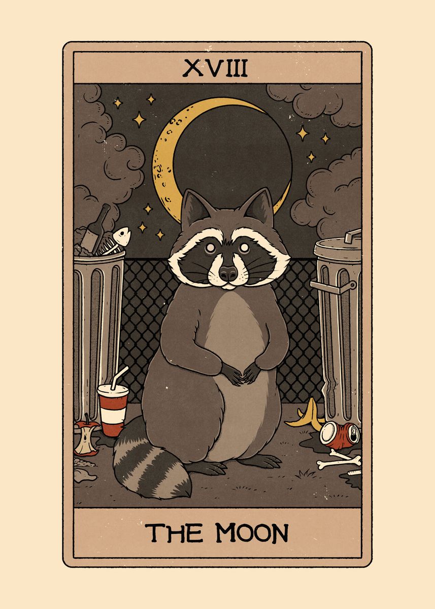 'The Moon Raccoon' Poster, picture, metal print, paint by Thiago Corrêa ...