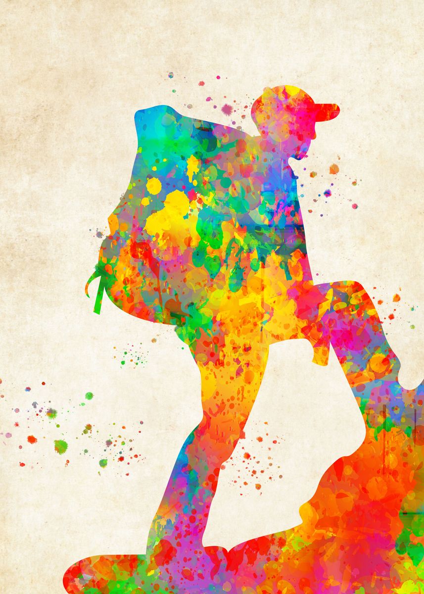 'Hiking Watercolor' Poster, picture, metal print, paint by Ollie Reid ...
