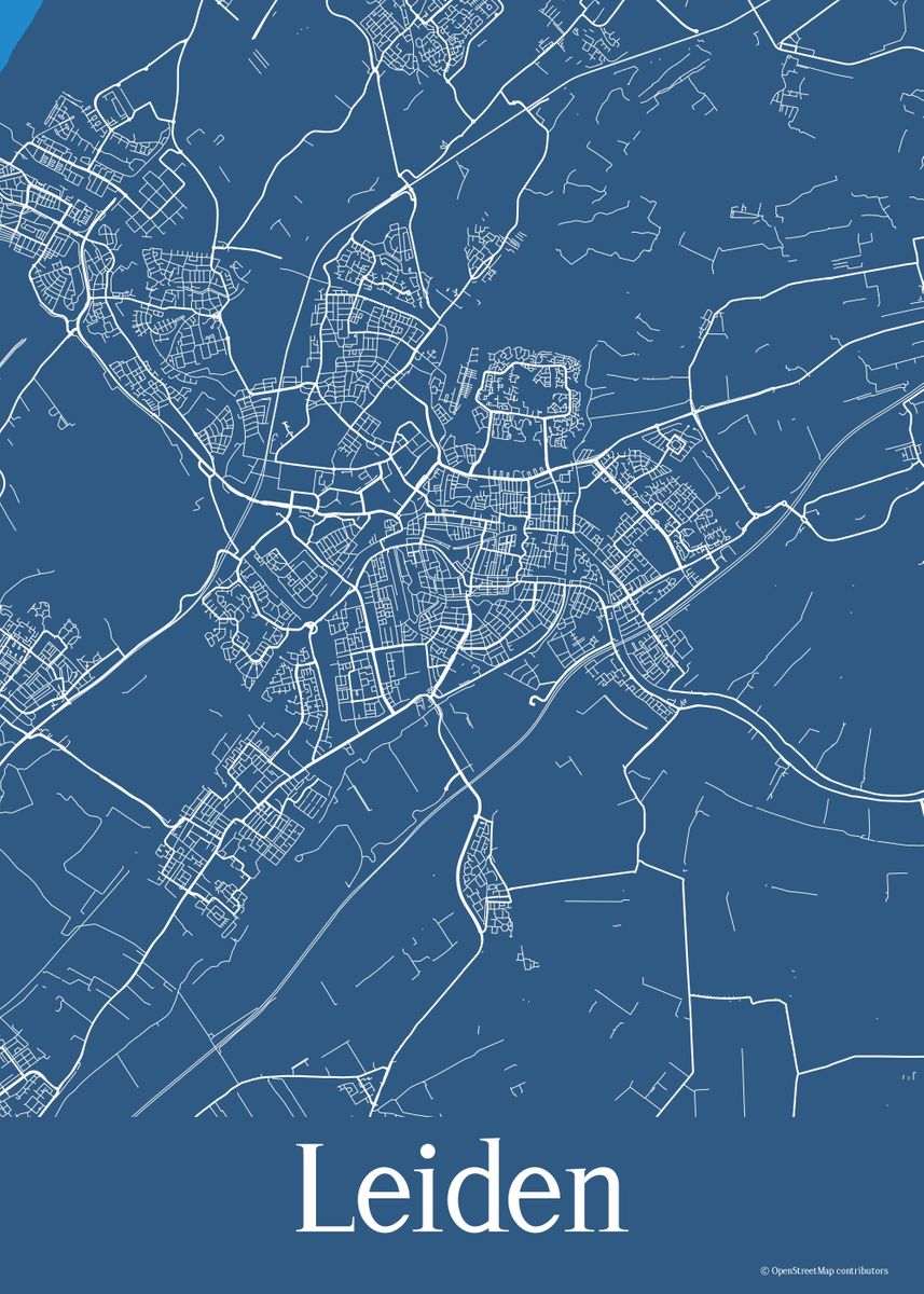 'Leiden Netherlands Blue' Poster, picture, metal print, paint by ...