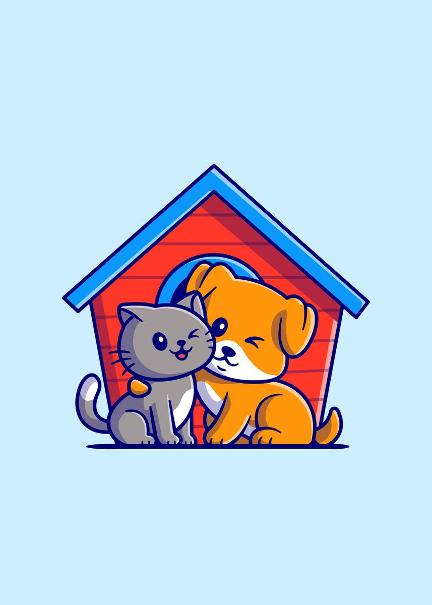 'Cute cat and dog' Poster by Le Duc Hiep | Displate