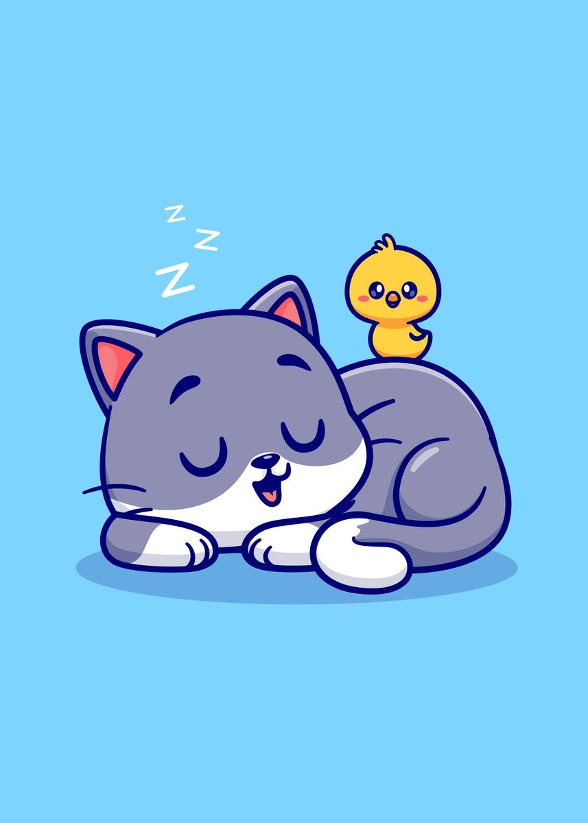 'Cute cat sleeping' Poster by Le Duc Hiep | Displate