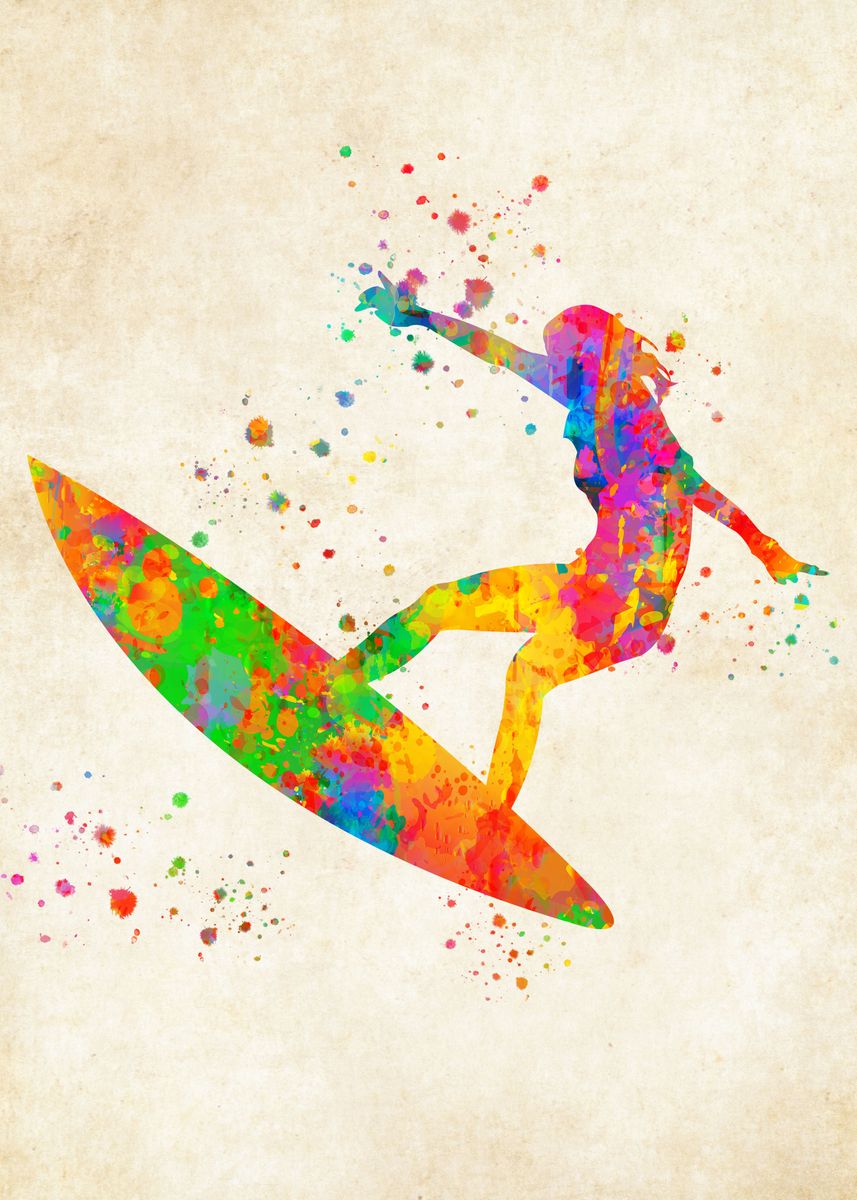 'Windsurfing watercolor' Poster, picture, metal print, paint by Ollie ...