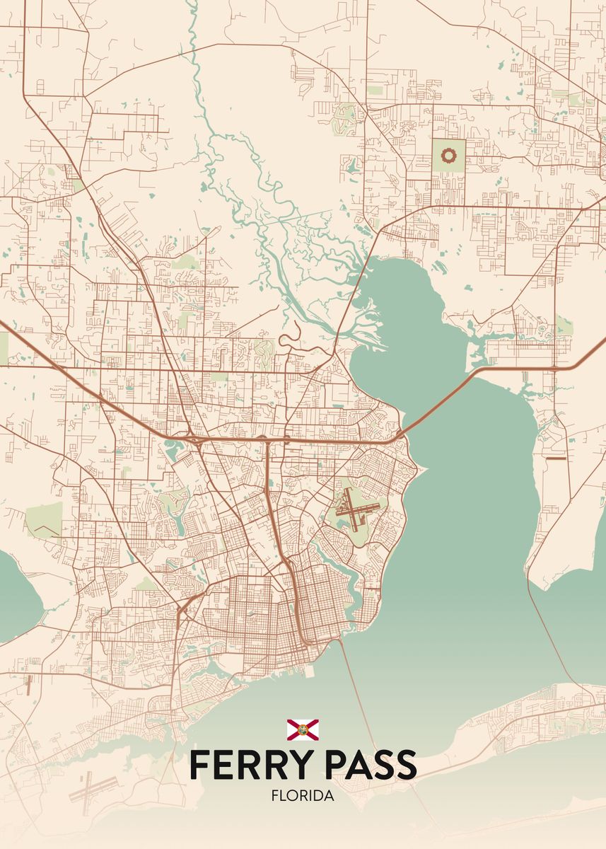 'Ferry Pass FL' Poster, picture, metal print, paint by IMR Designs ...