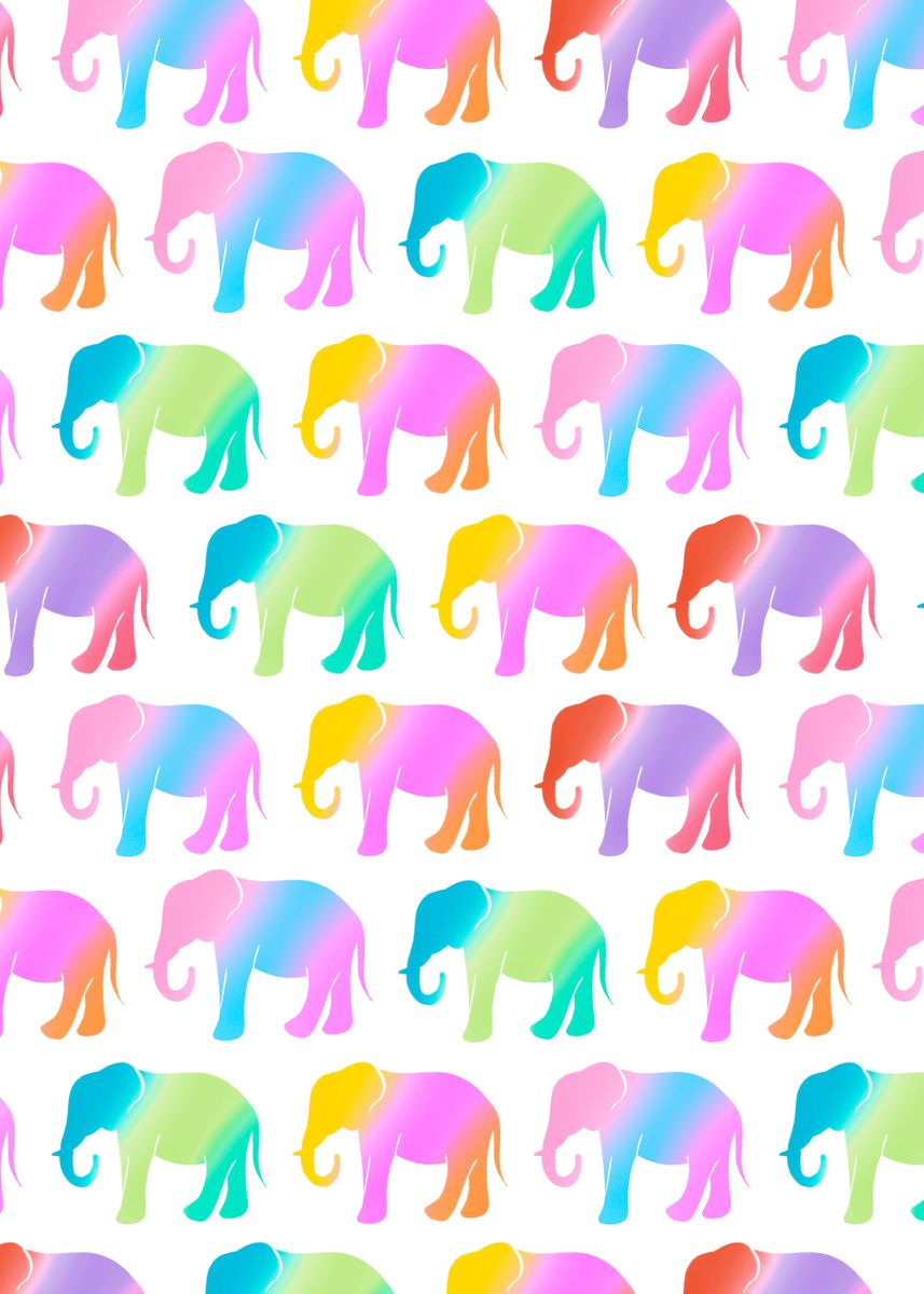 'Colorful elephants pattern' Poster, picture, metal print, paint by ...