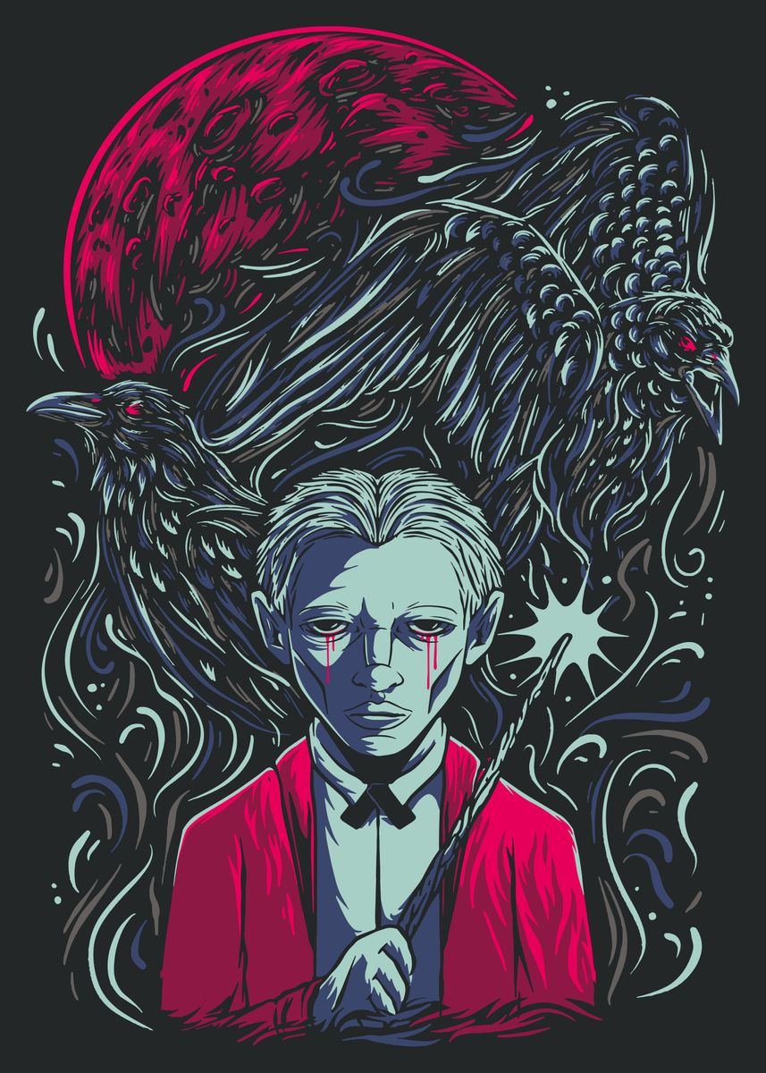 'Raven wizard magic Poster' Poster, picture, metal print, paint by ...