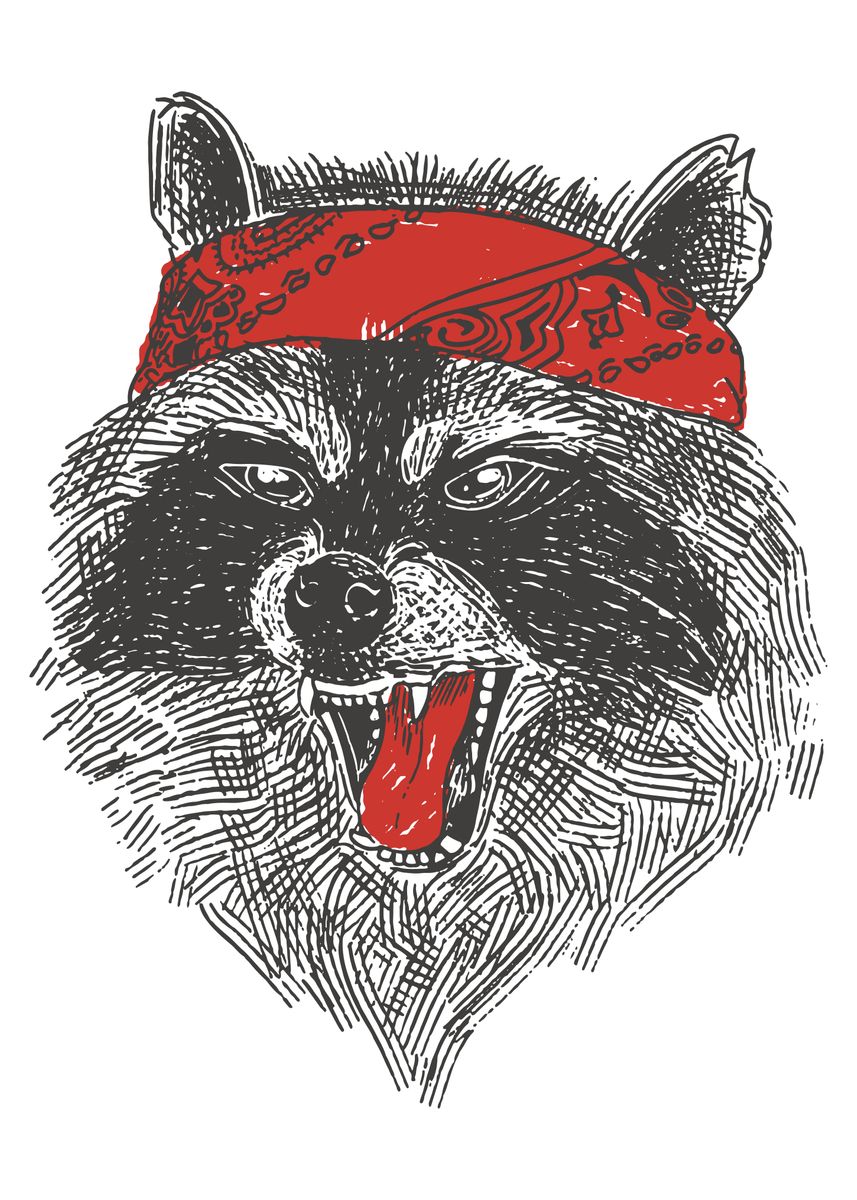 'Angry bandana raccoon' Poster by Bombdesign | Displate