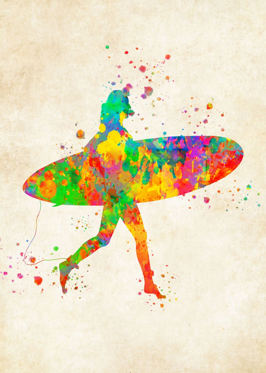 'Windsurfing watercolor' Poster, picture, metal print, paint by Ollie ...