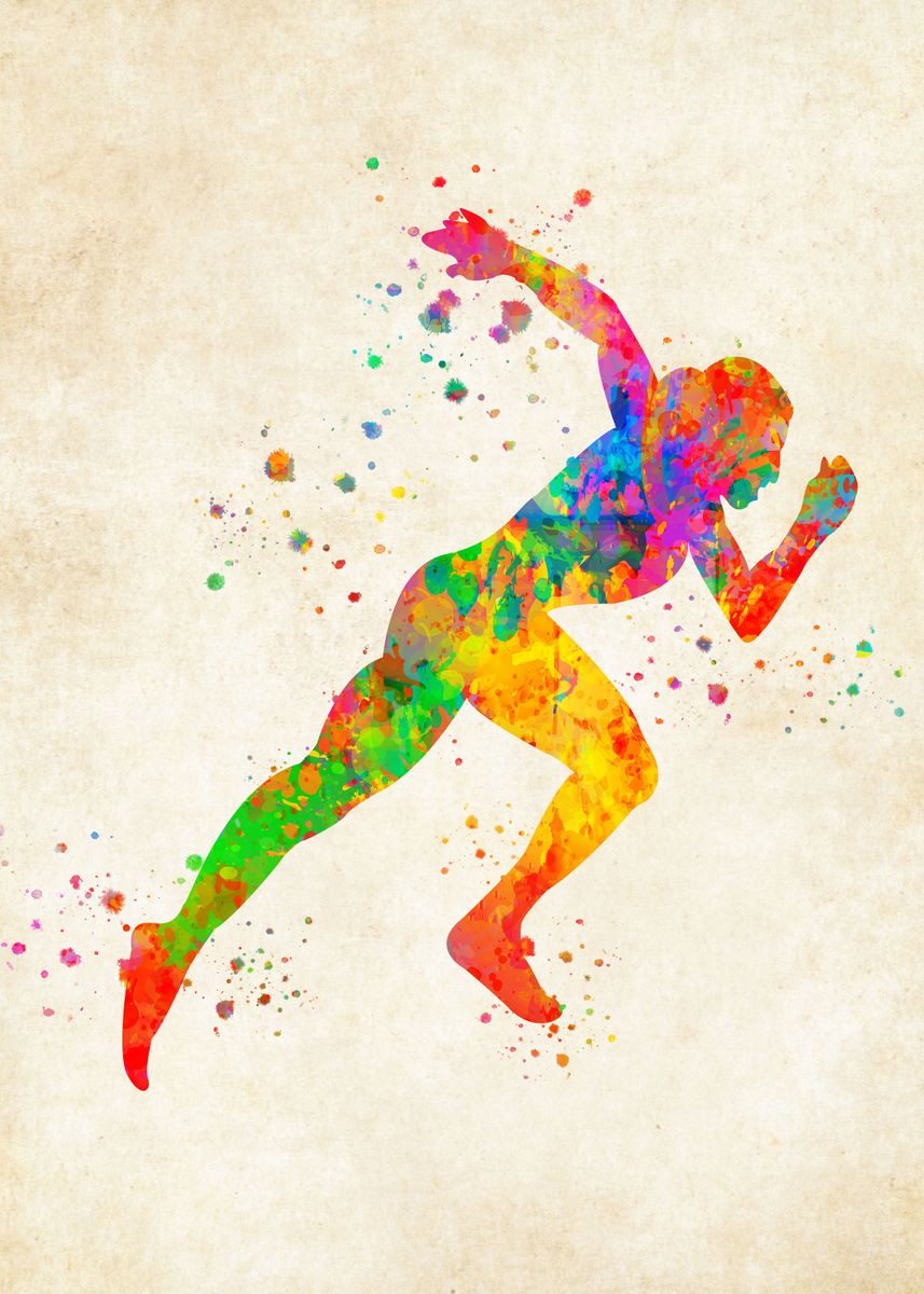 'Running watercolor' Poster by Ollie Reid | Displate