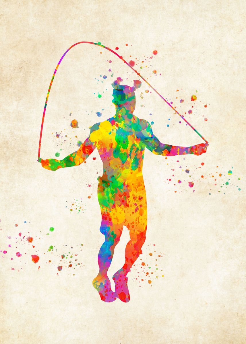 'skipping watercolor' Poster, picture, metal print, paint by Ollie Reid ...