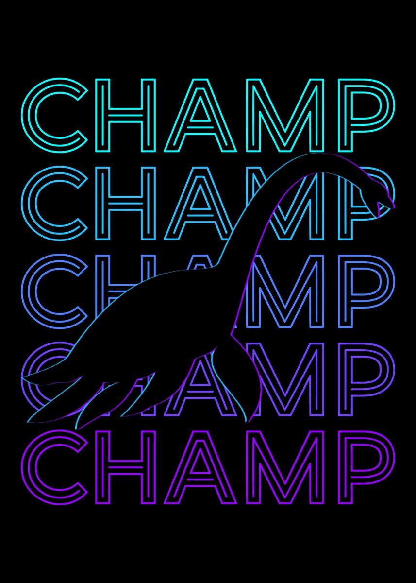 'Champ Champy Lake Monster' Poster, picture, metal print, paint by ...