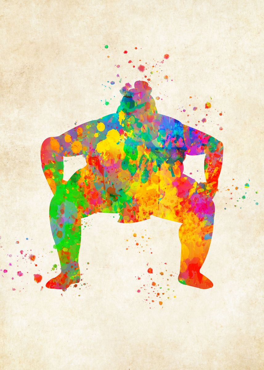 'Sumo japan watercolor' Poster by Ollie Reid | Displate