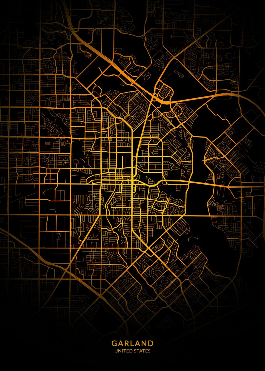 'Garland USA City Map' Poster, picture, metal print, paint by Trulaf ...