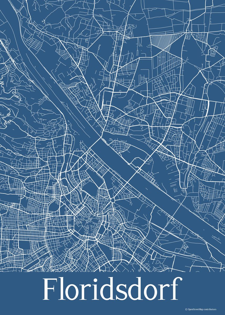'Floridsdorf Austria Blue' Poster by Mappingz | Displate