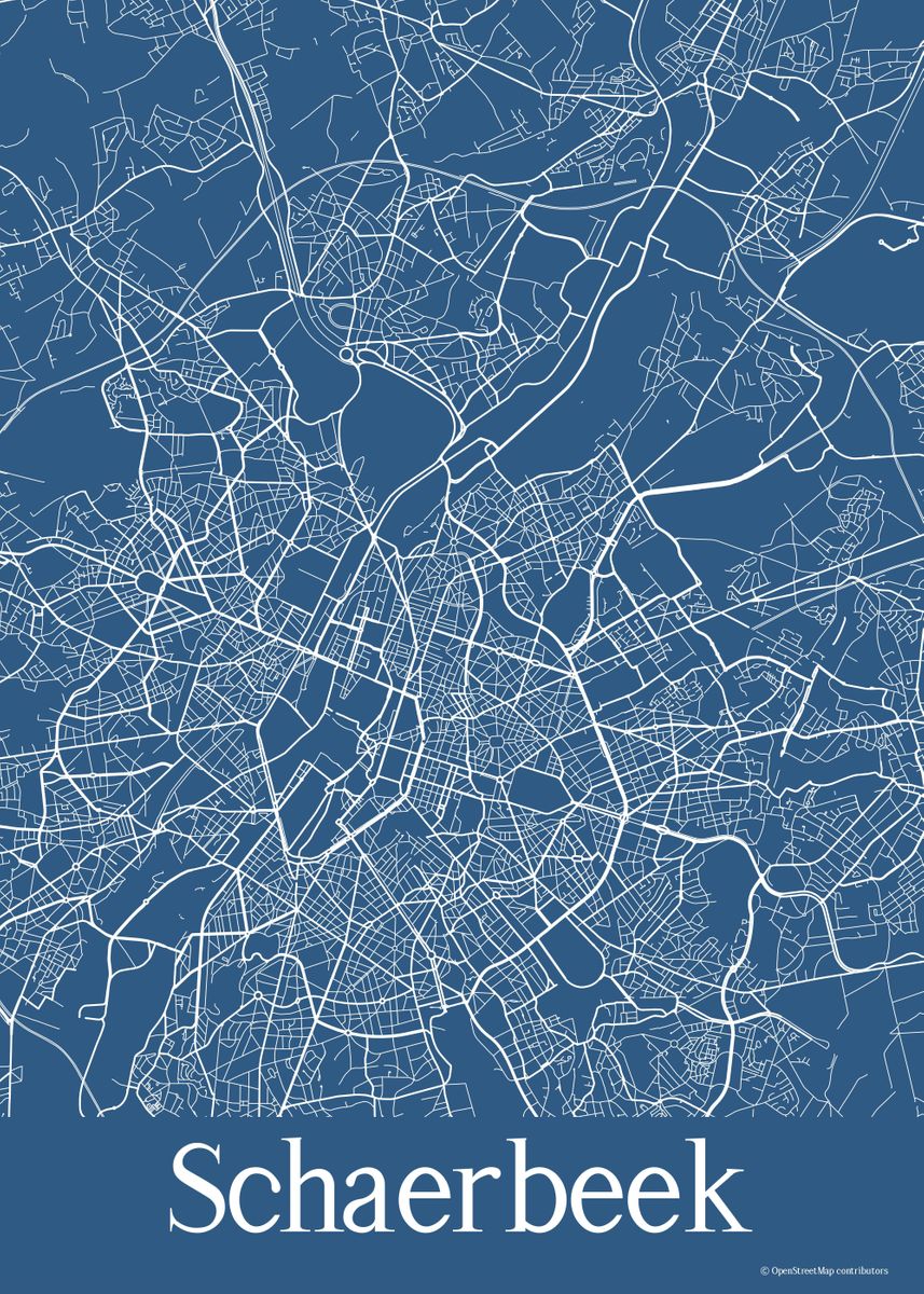 'Schaerbeek Belgium Blue' Poster, picture, metal print, paint by ...