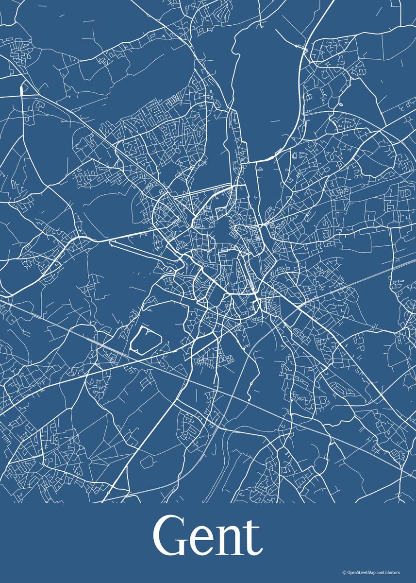 'Gent Belgium Blue' Poster by Mappingz | Displate