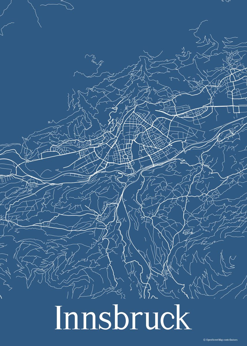 'Innsbruck Austria Blue' Poster by Mappingz | Displate