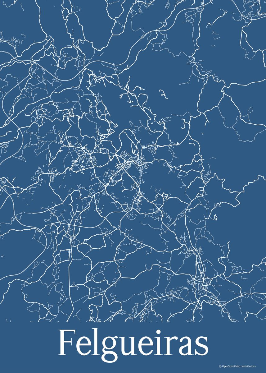 'Felgueiras Portugal Blue' Poster by Mappingz | Displate