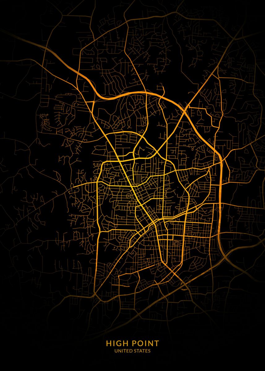 'High Point USA City Map' Poster, picture, metal print, paint by Trulaf ...