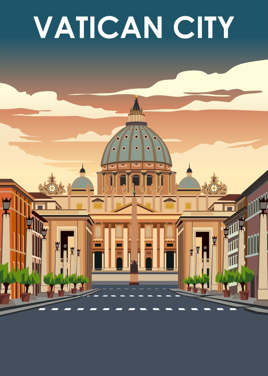'Vatican City Travel Poster' Poster, picture, metal print, paint by ...