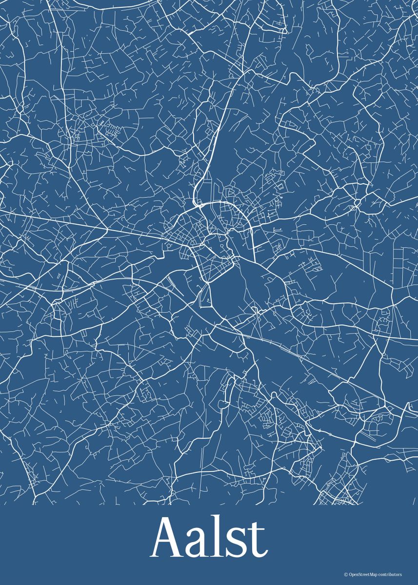 'Aalst Belgium Blue' Poster by Mappingz | Displate