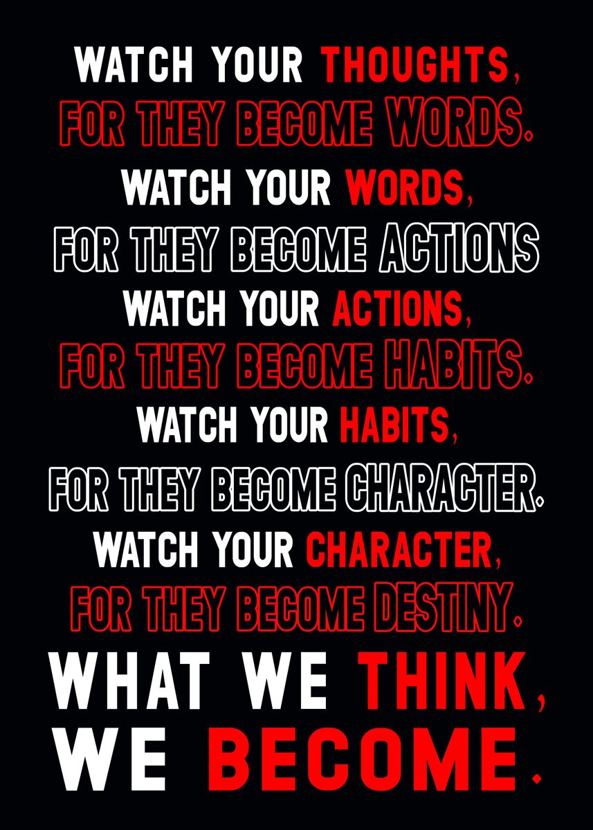 'Watch Your Thoughts Motiva' Poster, picture, metal print, paint by ...
