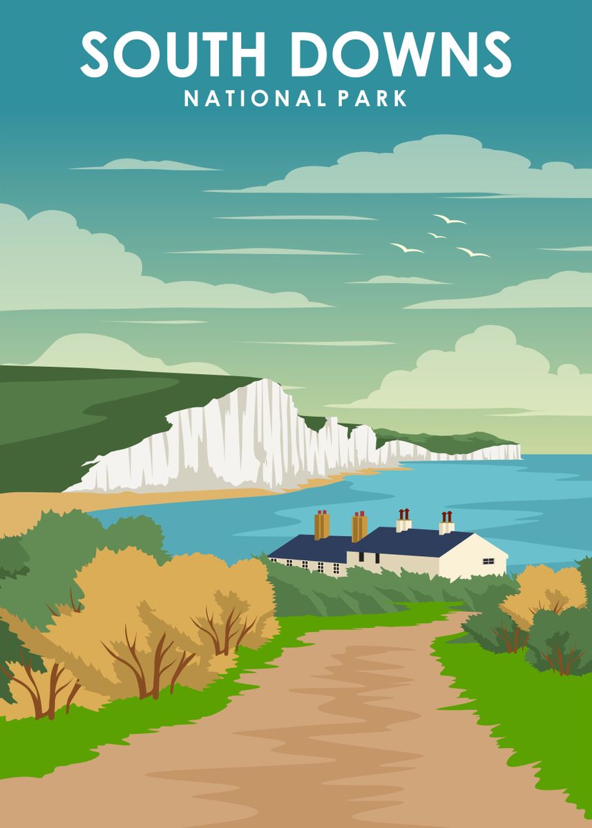 'South Downs National Park' Poster, picture, metal print, paint by Jorn ...