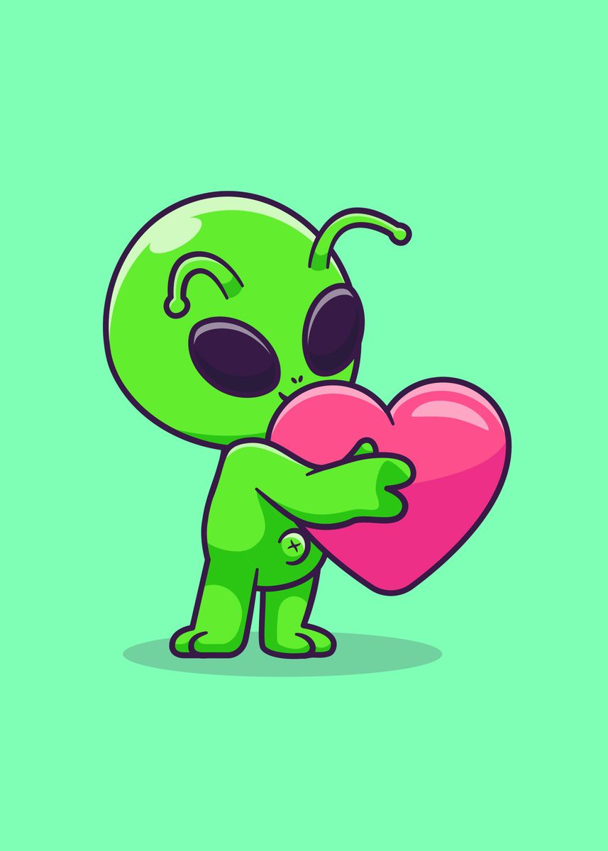 'alien hug love heart' Poster by Le Duc Hiep | Displate