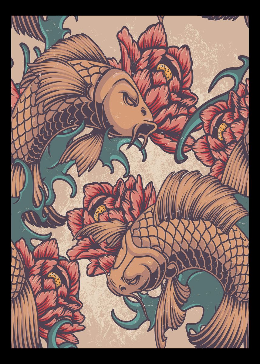 'Abstract Japanese Fish' Poster by Artur | Displate