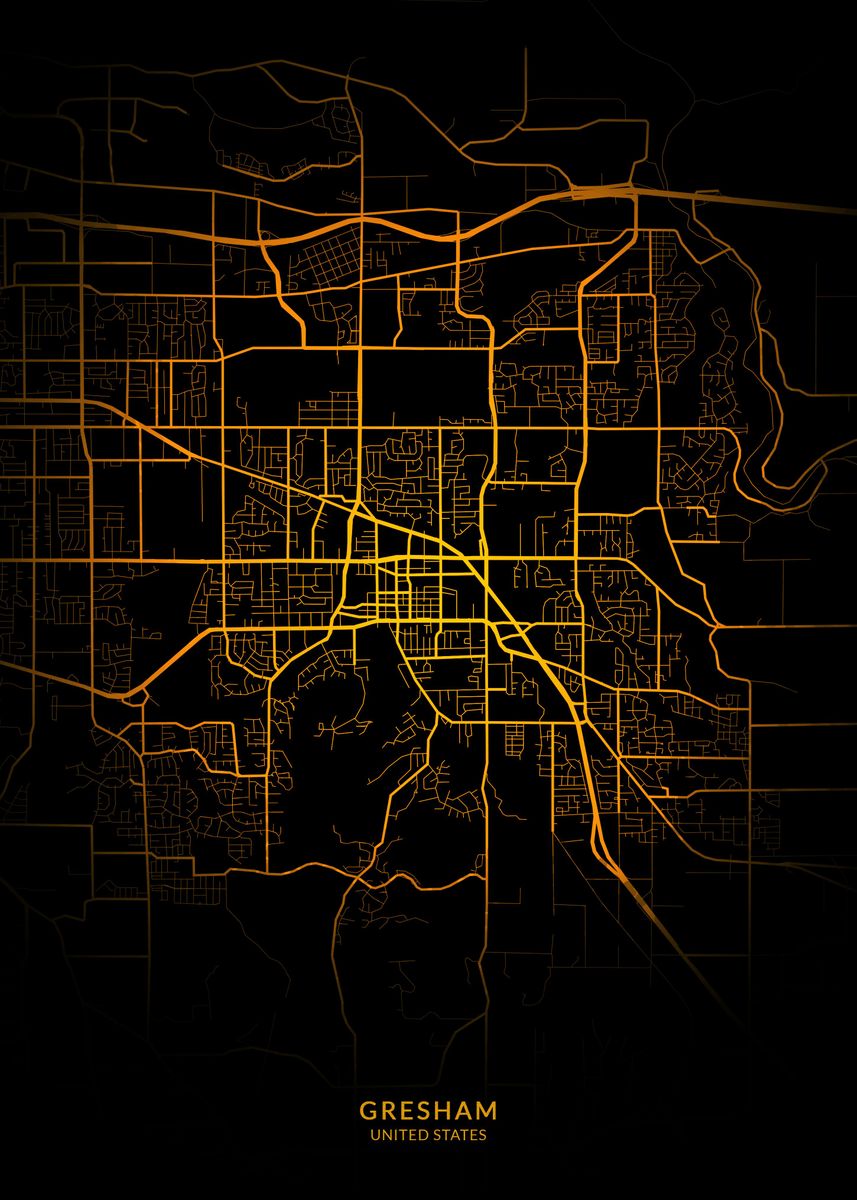 'Gresham USA City Map' Poster, picture, metal print, paint by Trulaf ...