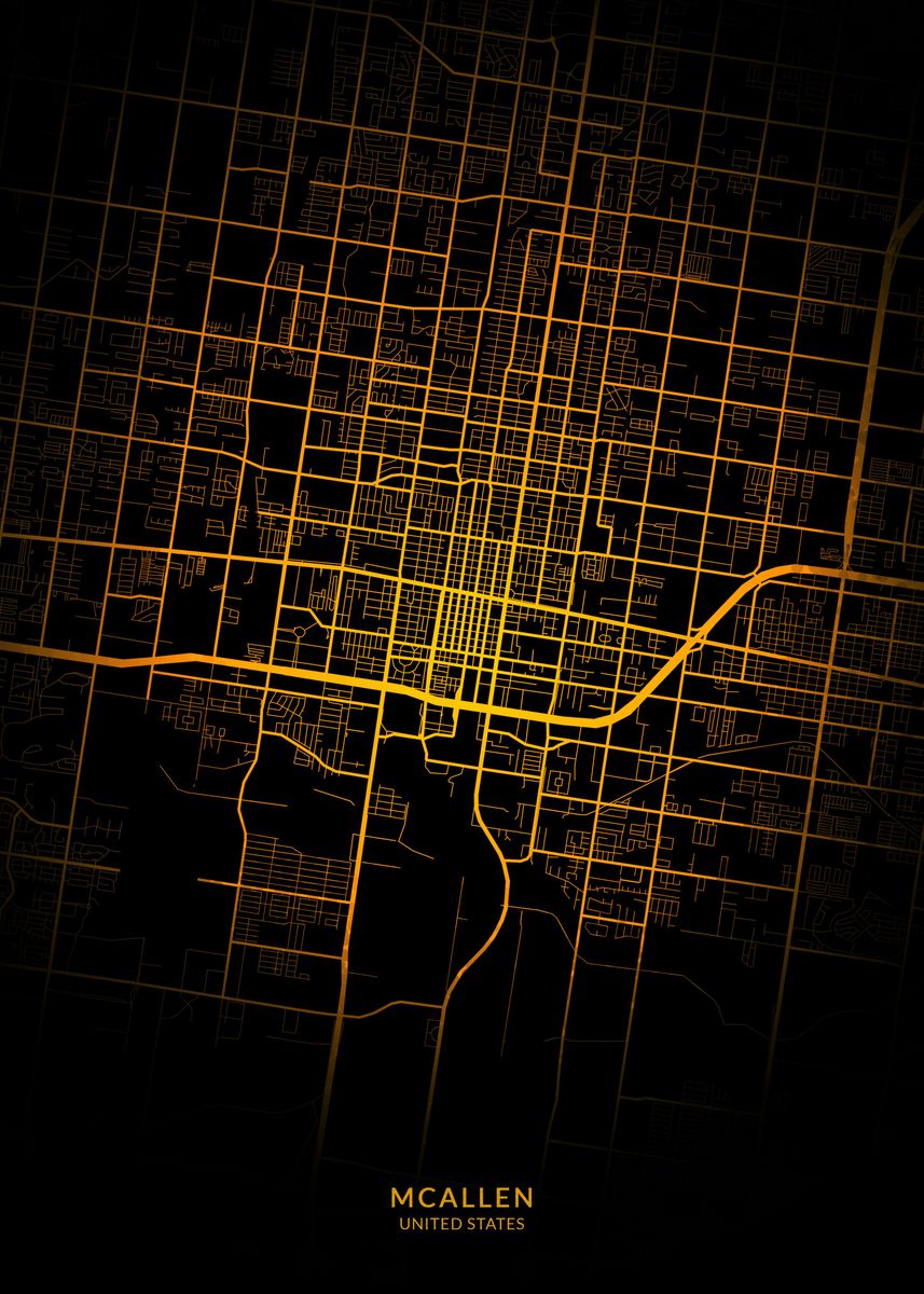 'McAllen USA City Map' Poster, picture, metal print, paint by Trulaf ...