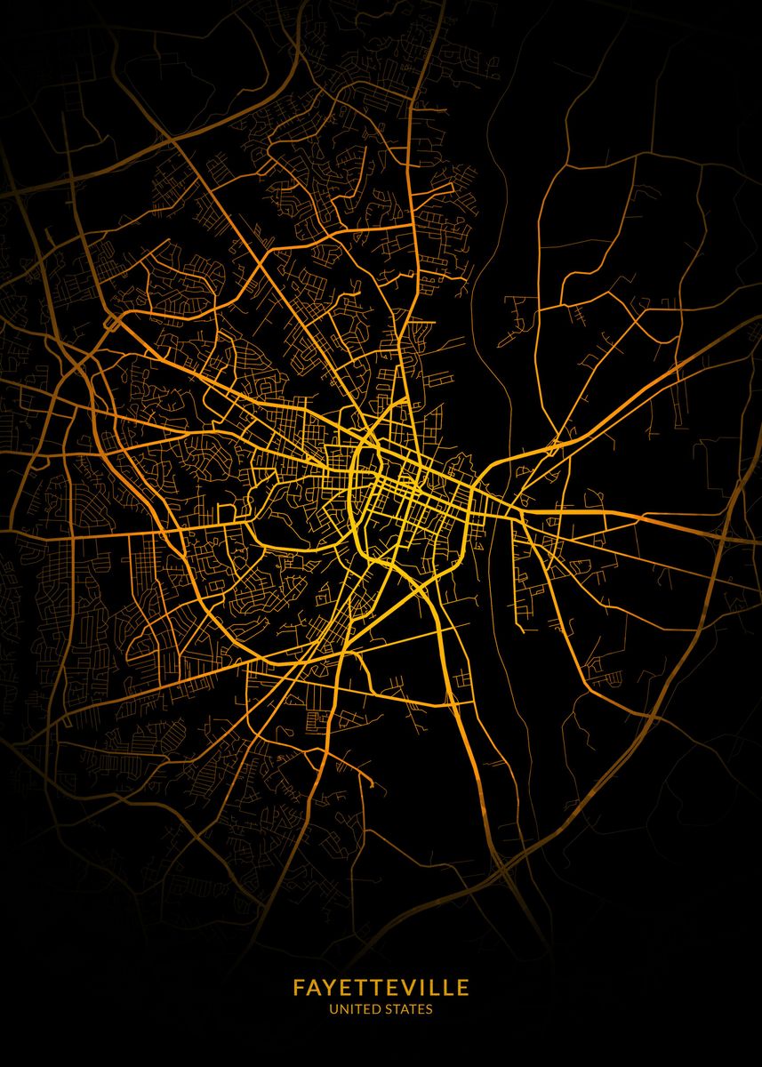 'Fayetteville USA City Map' Poster, picture, metal print, paint by Trulaf Design | Displate