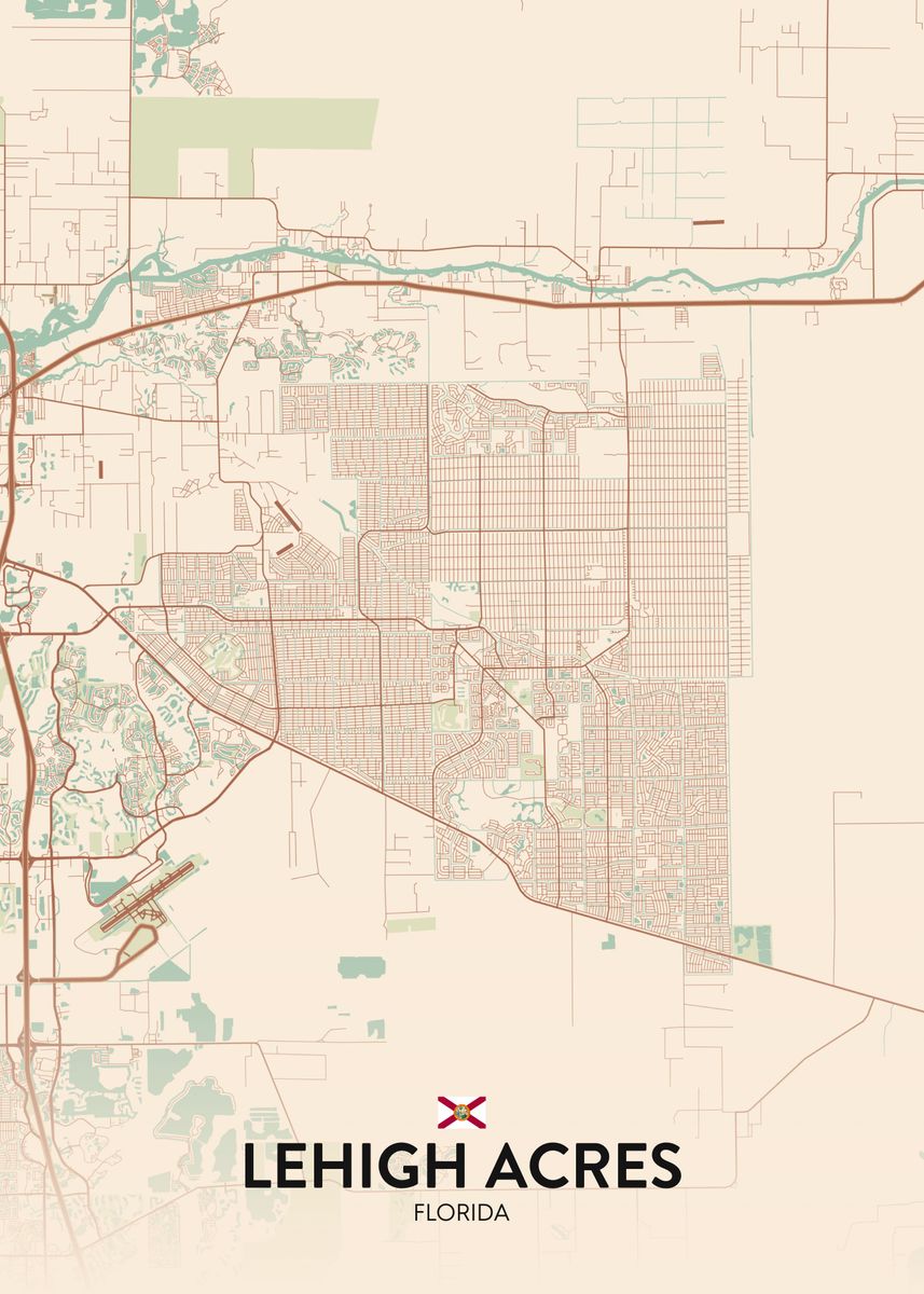 'LeHigh Acres FL' Poster, picture, metal print, paint by IMR Designs ...