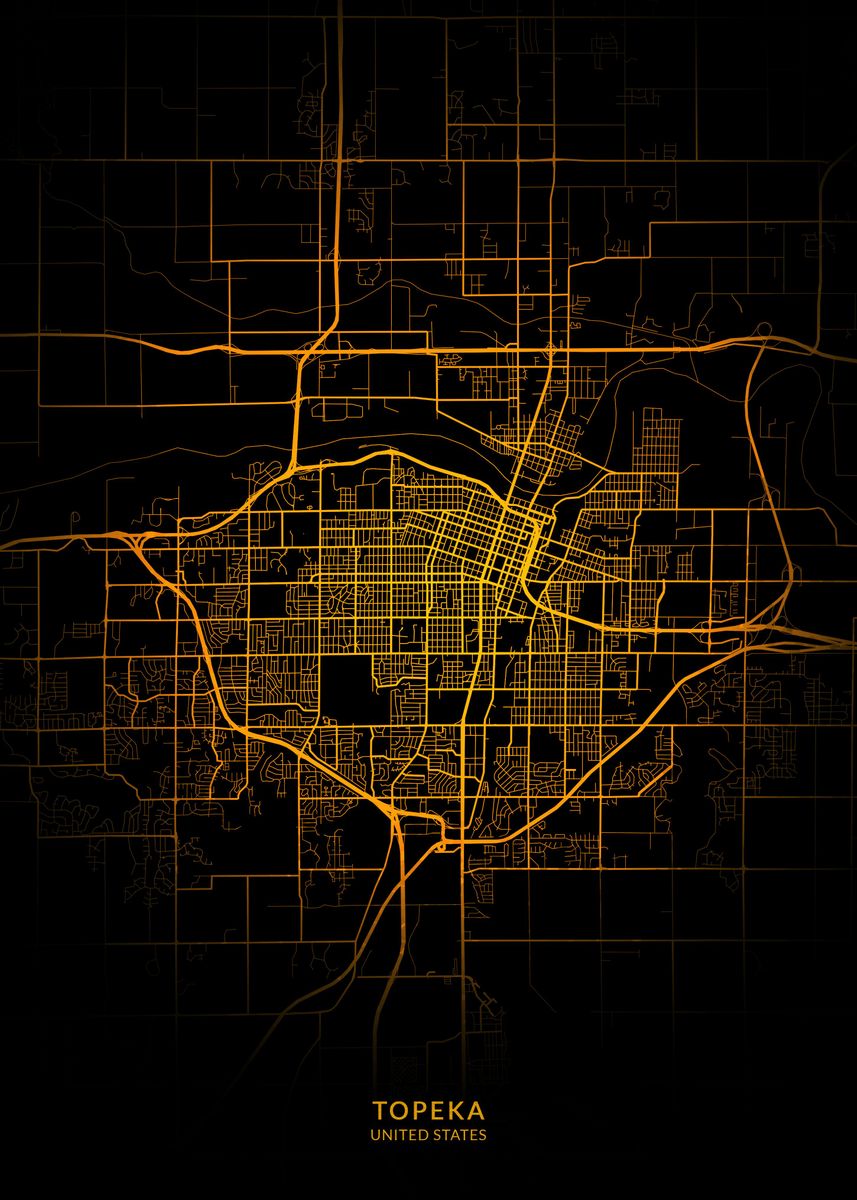 'Topeka City Map Gold' Poster by Trulaf Design | Displate