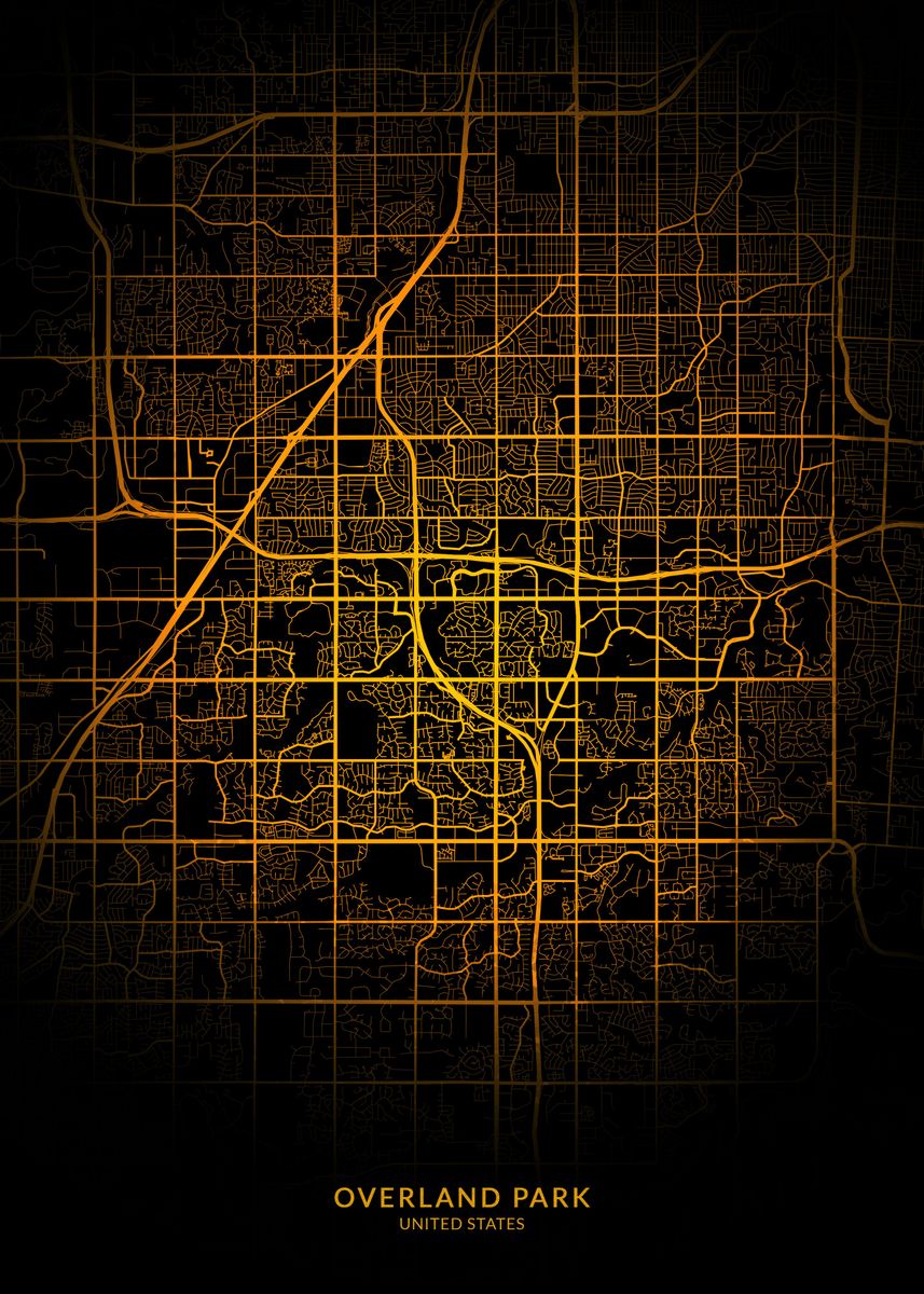 'Overland Park City Map' Poster, picture, metal print, paint by Trulaf ...